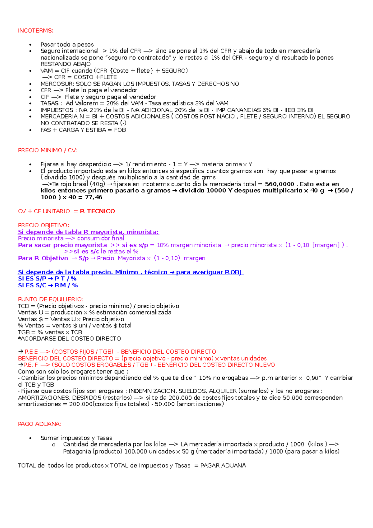 Formulas cyp - Apuntes en clase + un poco de bibliografía - INCOTERMS ...