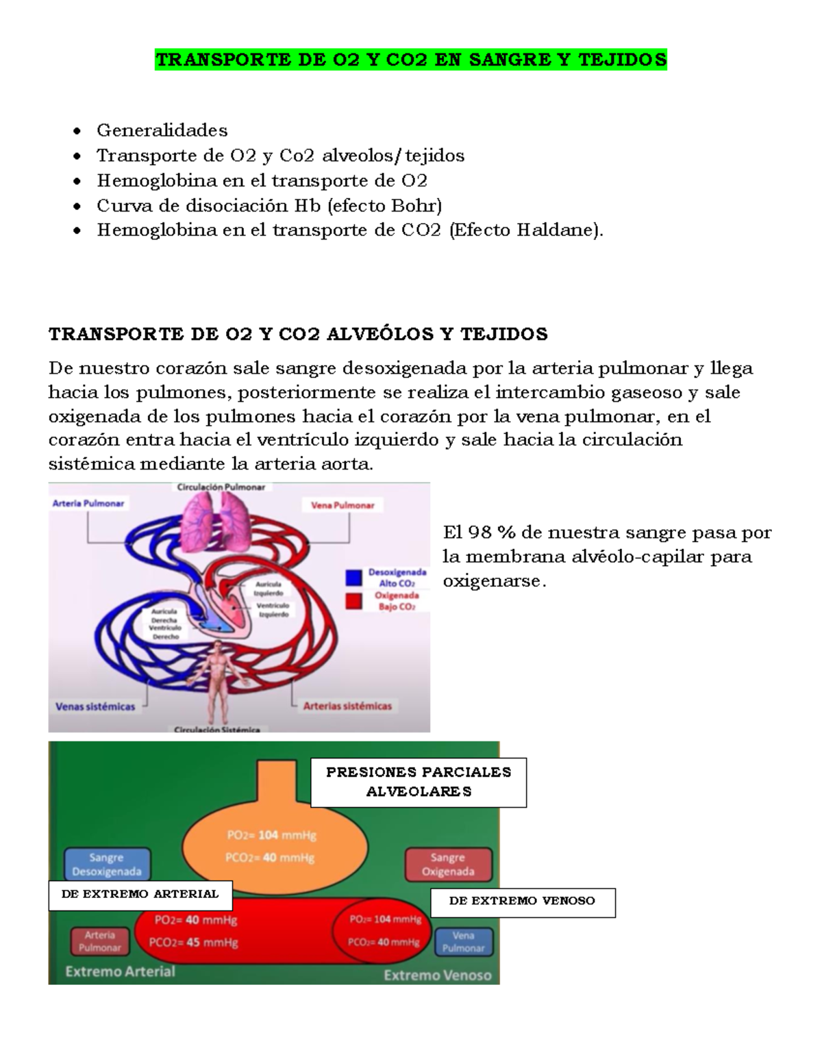15 Transporte de O2 y CO2 en sangre y tejidos - TRANSPORTE DE O2 Y CO2 ...