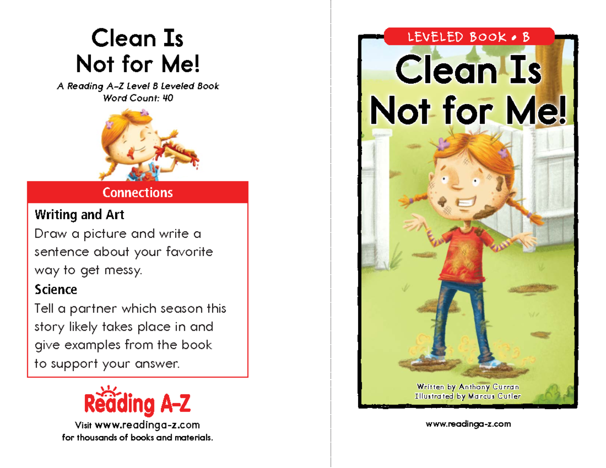 Clean is not for Me Book - Libro de lectura - ####### Writing and Art ...