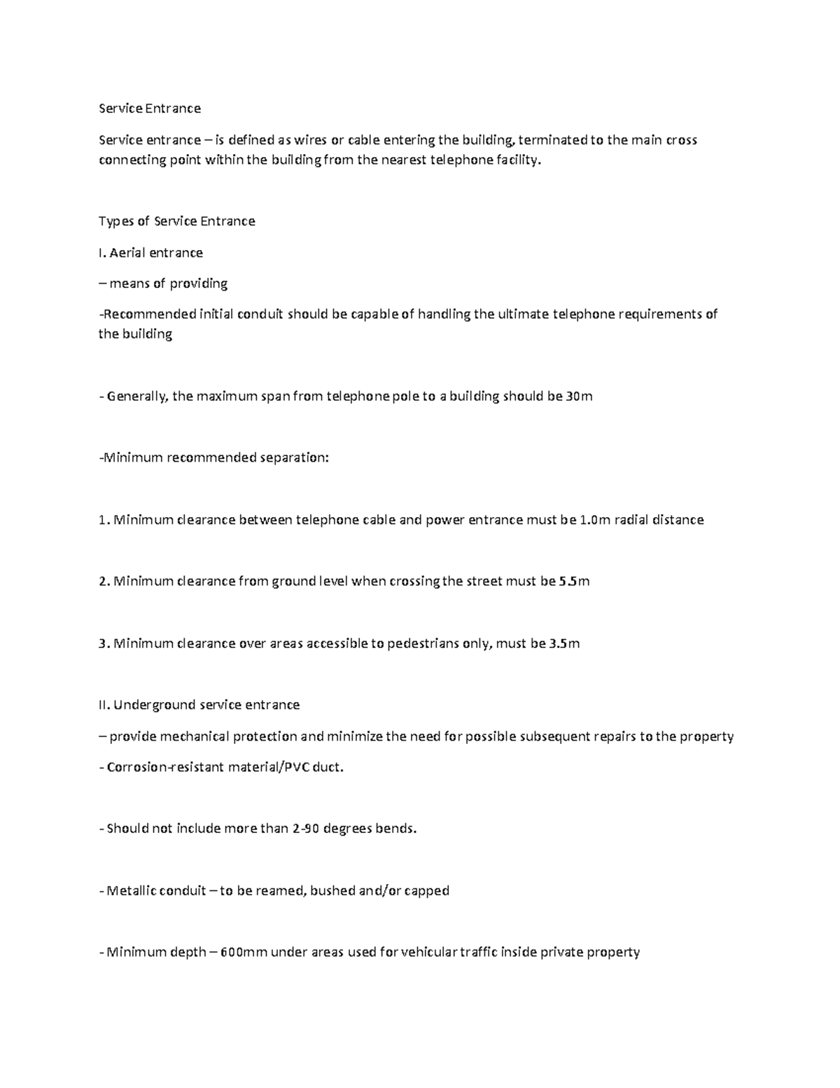 Summary PEC 1 and 2 - Lecture notes 1 - Service Entrance Service ...