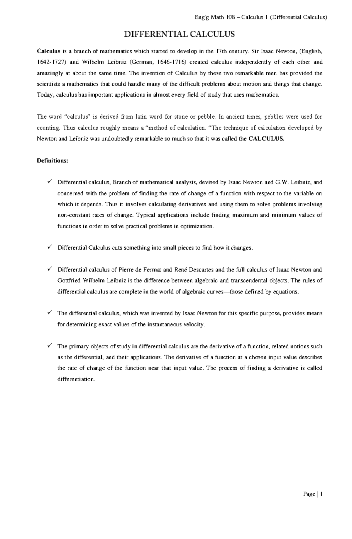 Topic-Functions - Introduction to Calculus 1 - Eng'g Math 108 ...