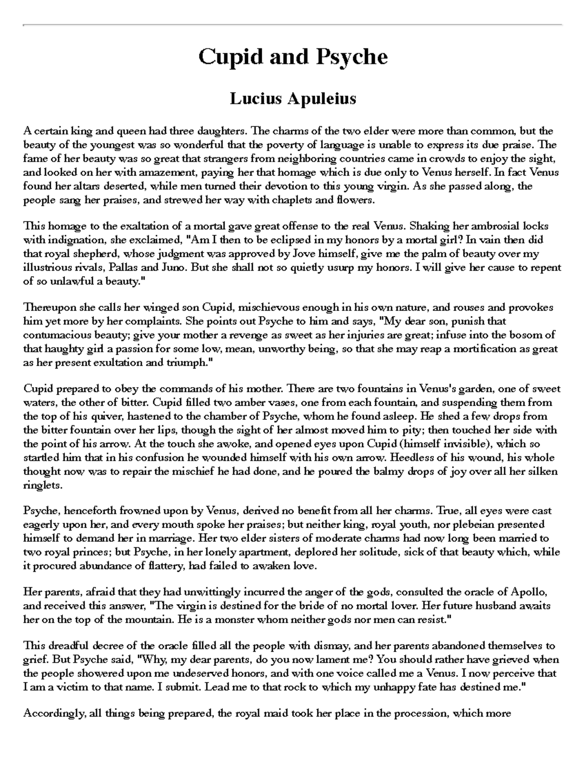 Cupid and Psyche - I need the module - Cupid and Psyche Lucius Apuleius ...
