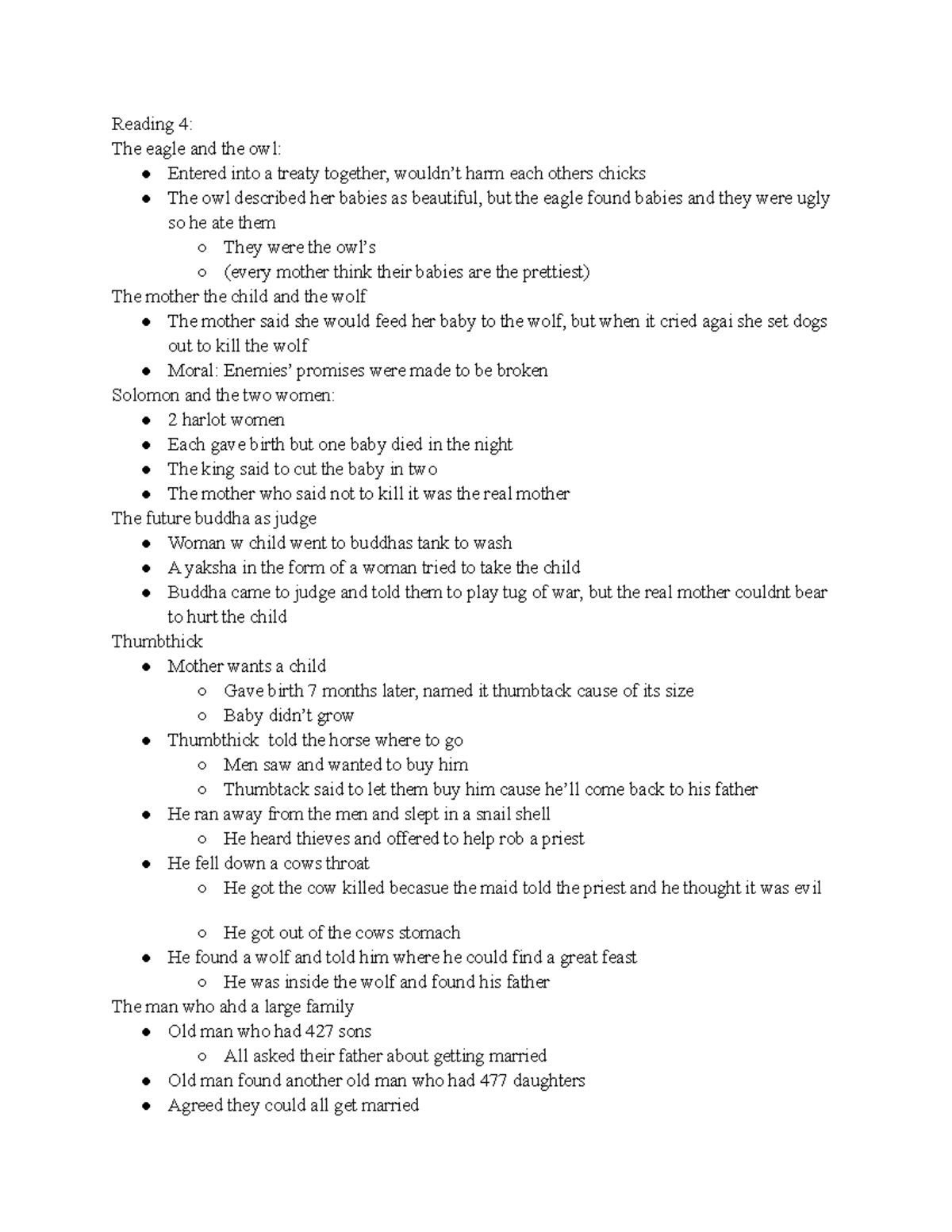 Folktales #4 - lecture and readings - Reading 4: The eagle and the owl ...