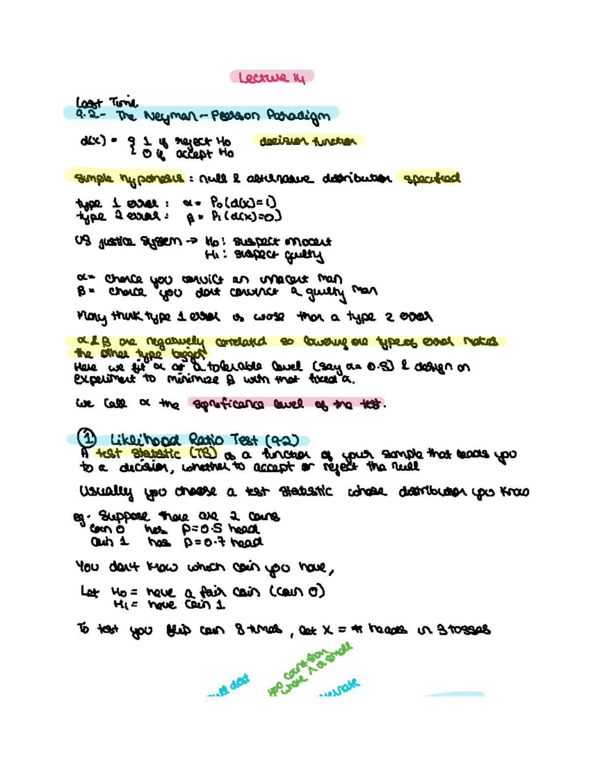 Lecture 14 Stat 135 Notes For Stat 135 With Prof Adam Lucas Lecture 14 Cast Tomie 9 2 The