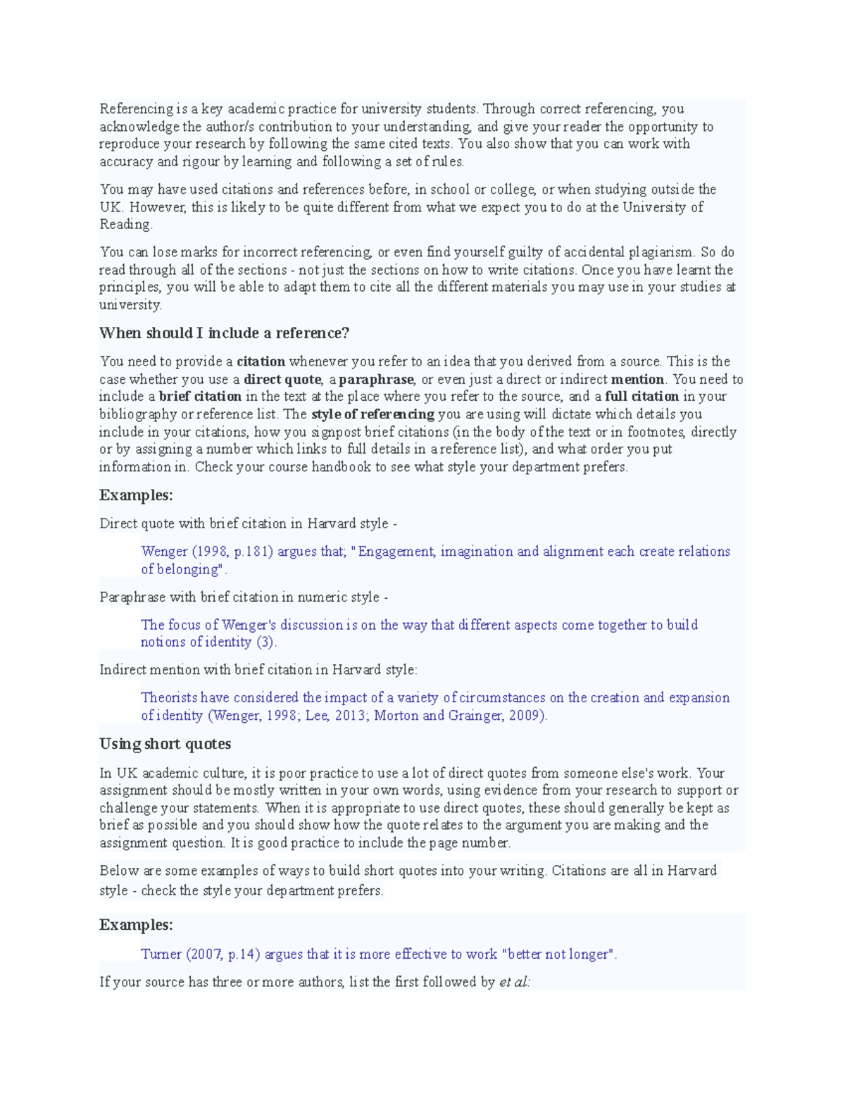 punctuation of references and quotations that informReferencing in ...