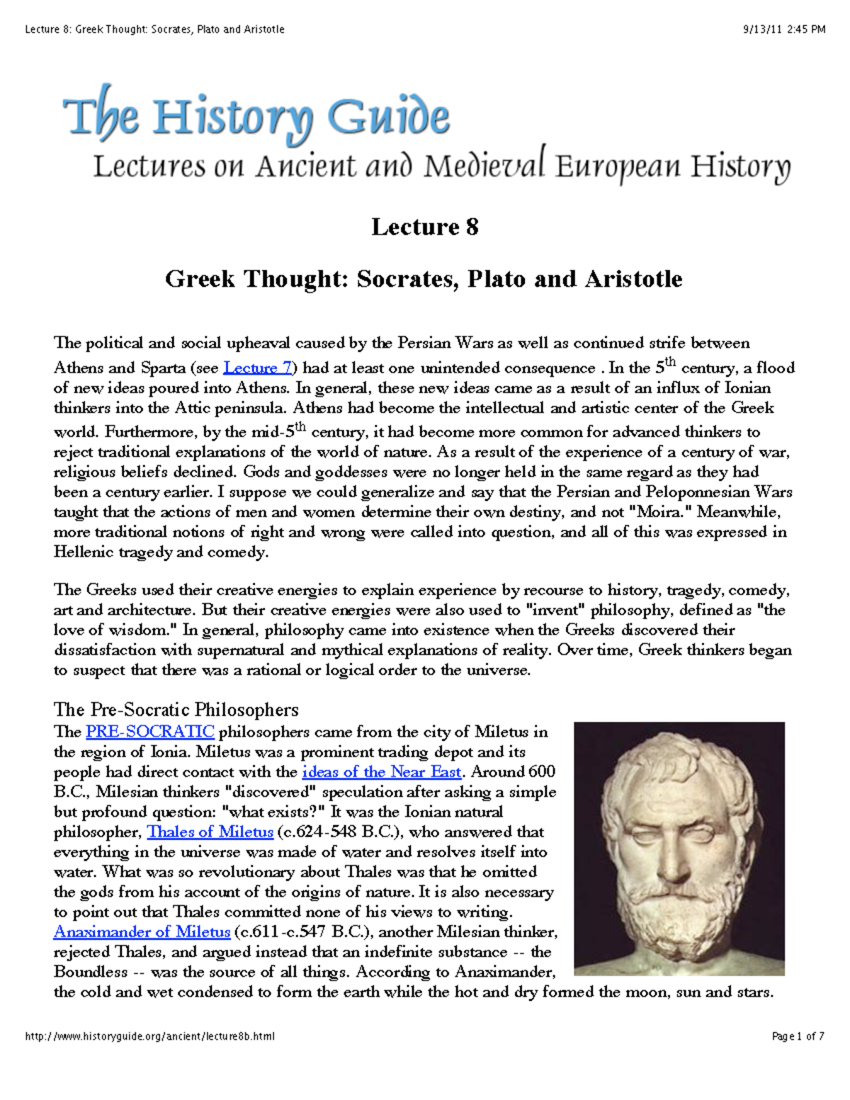 Lecture-8 -Greek-Thought -Socrates-Plato-and-Aristotle - Lecture 8 ...