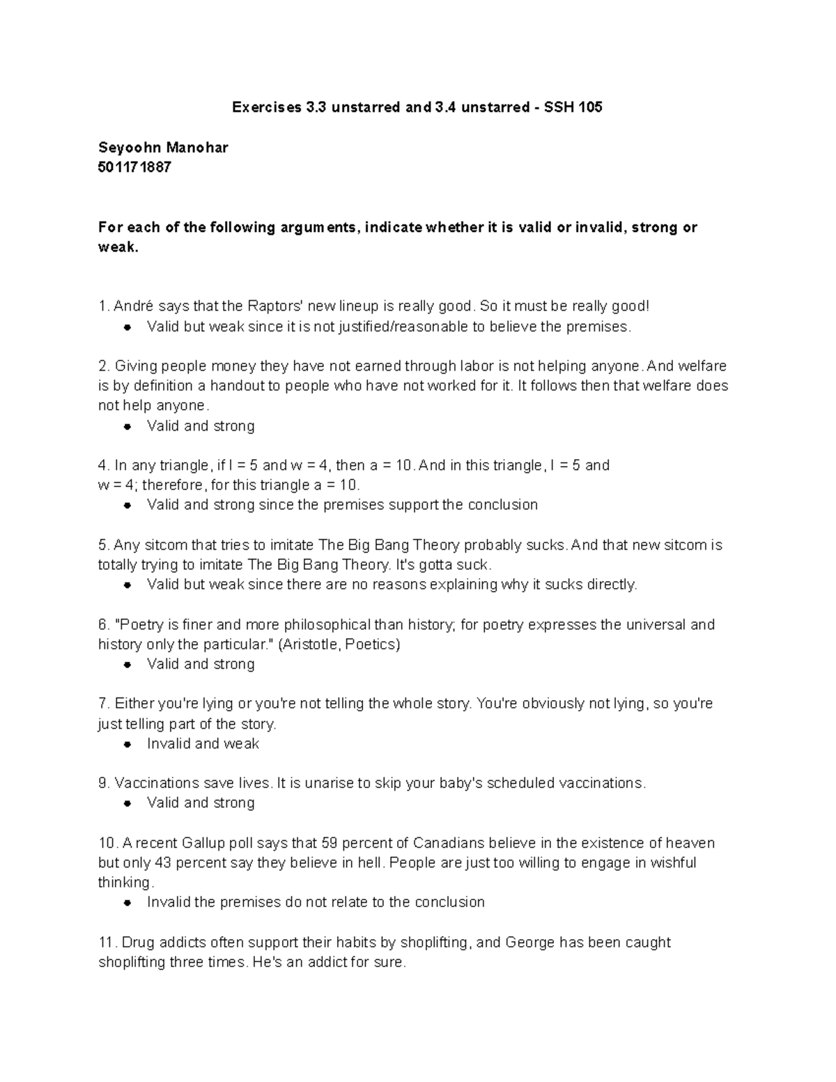 3.3 & 3.4 unstarred - Assignment - Exercises 3 unstarred and 3 ...