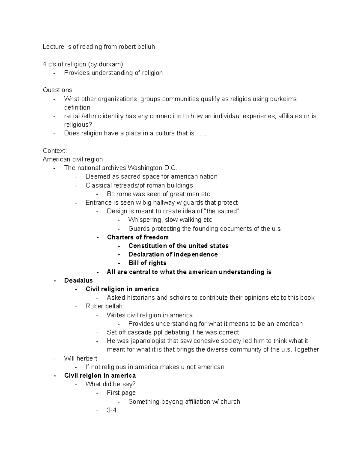 Lecture 1 notes - Lecture is of reading from robert belluh 4 c’s of ...