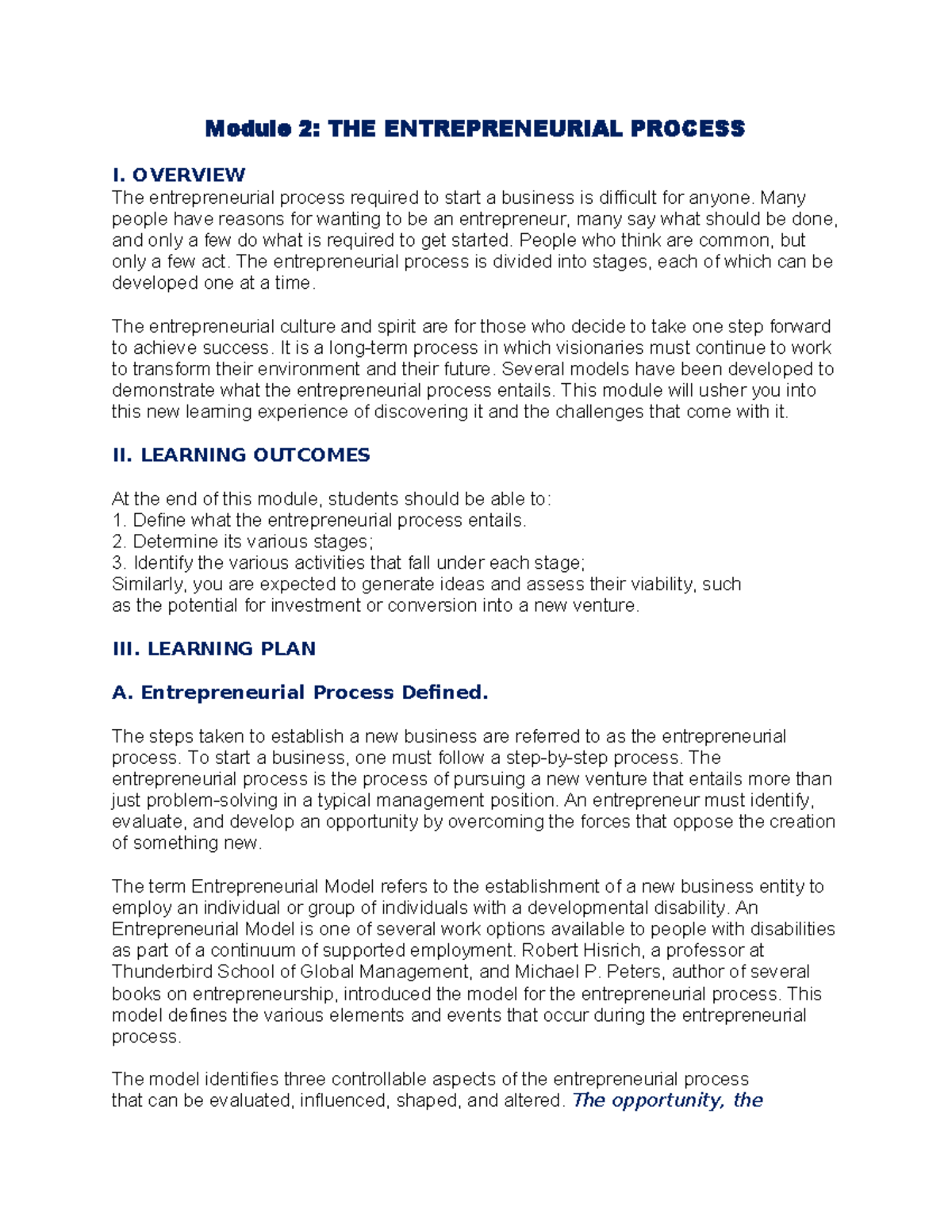 The-Entrepreneruial-Process 2024 - Module 2: THE ENTREPRENEURIAL ...