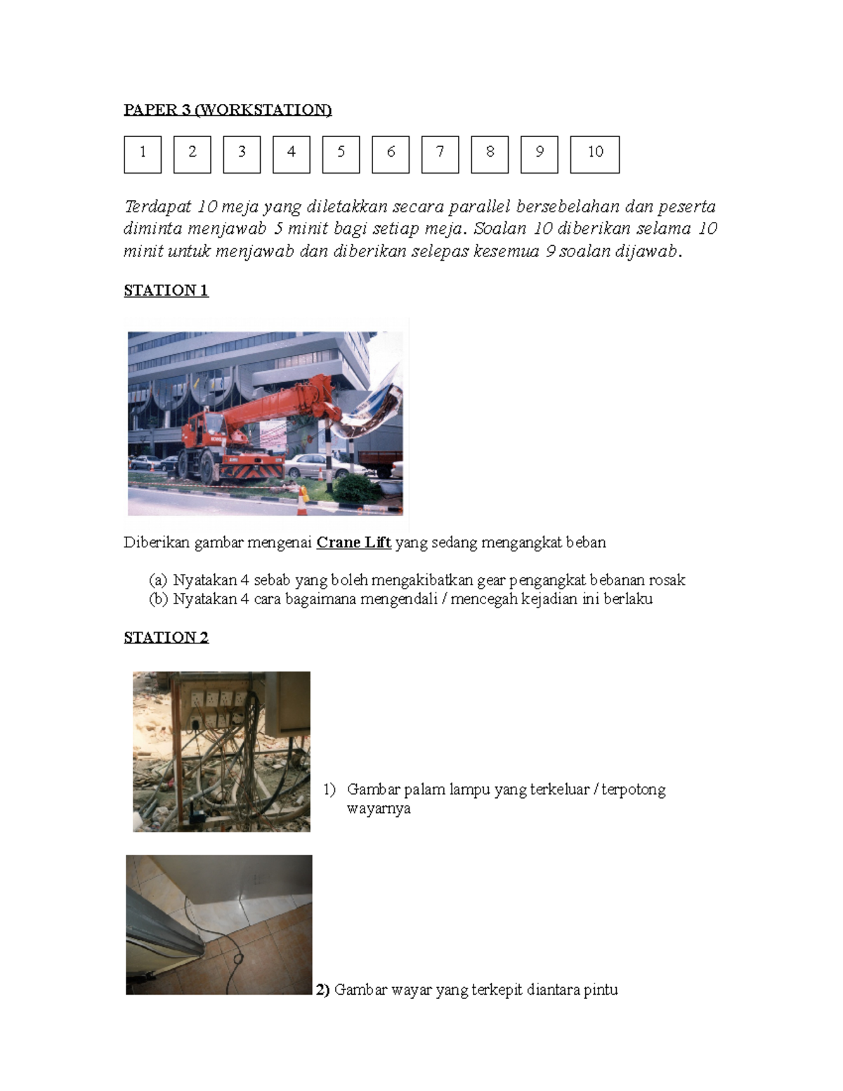 Soalan Station Paper III - PAPER 3 (WORKSTATION) Terdapat 10 meja yang ...