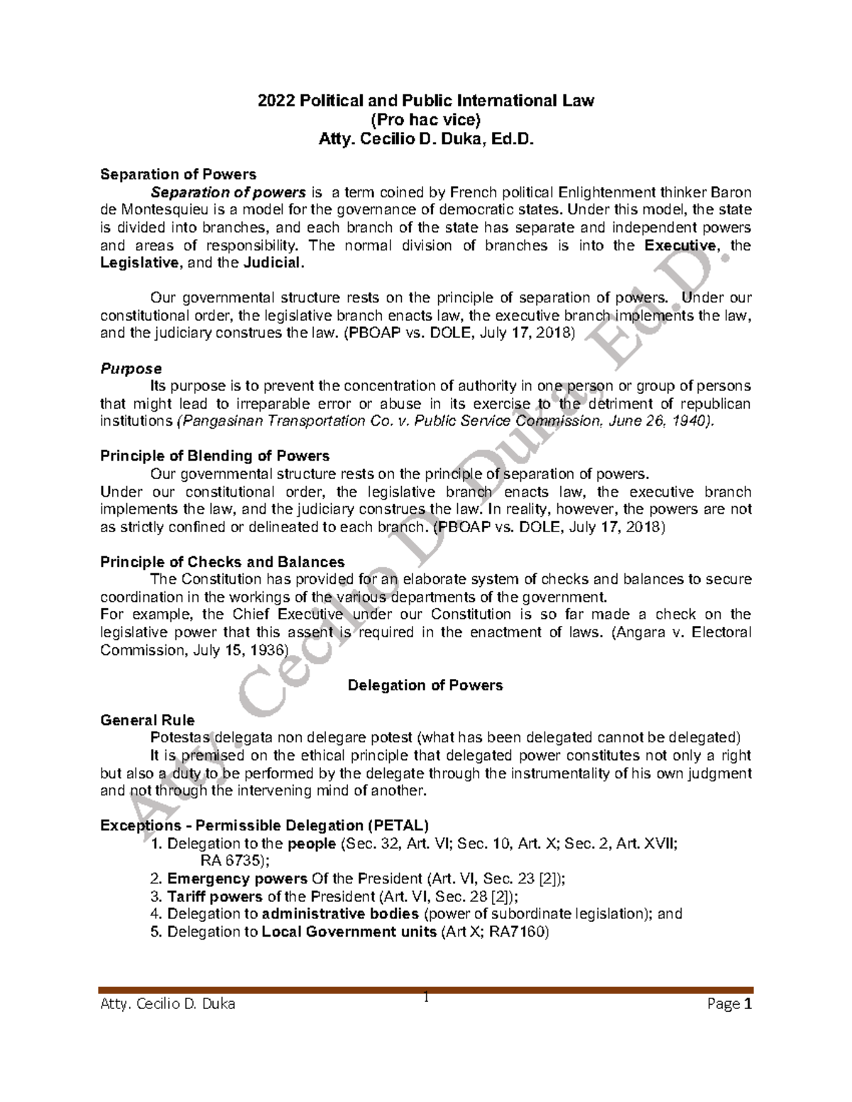 2022 Political and Public International Law - Cecilio D. Duka, Ed ...
