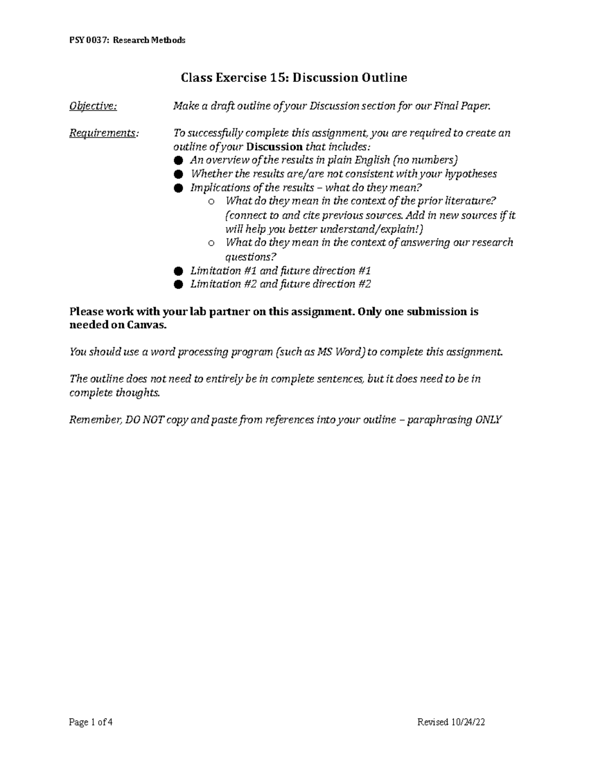 CE 15 - PSY 0037 Research Methods Lab - Professor Jennifer Hirsch ...