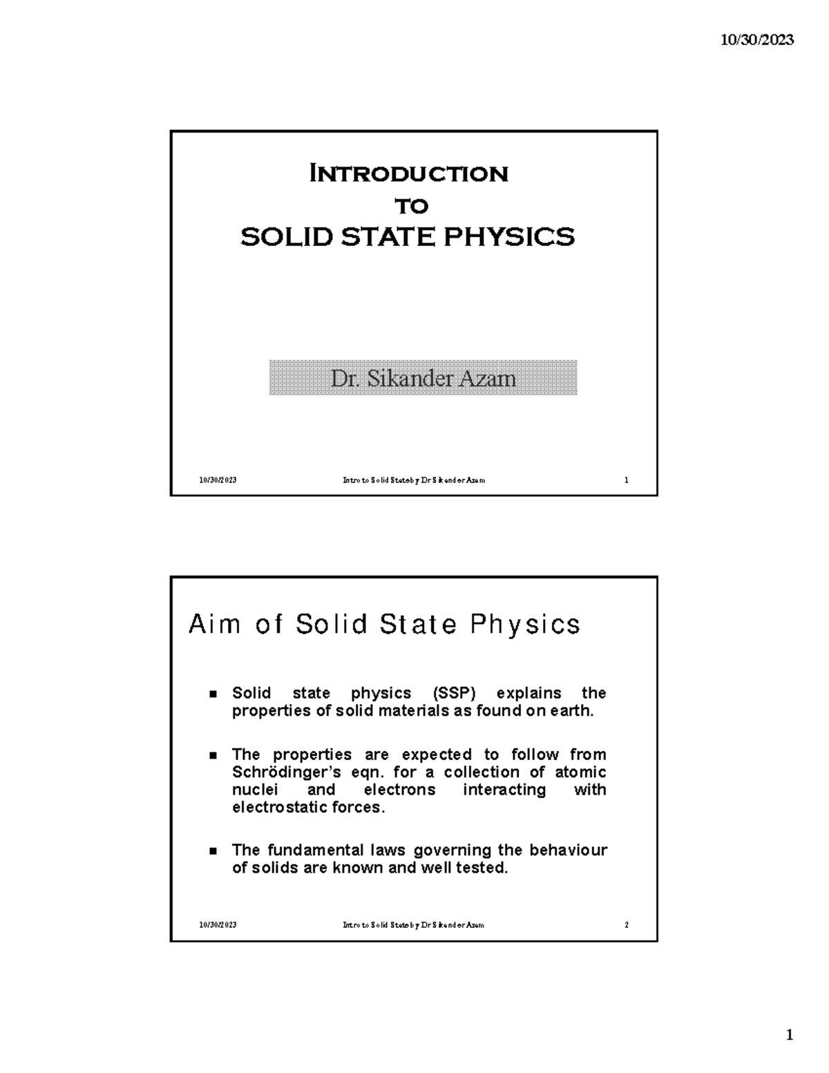 Solid State Physics - MS Powerpoint - Introduction to SOLID STATE ...