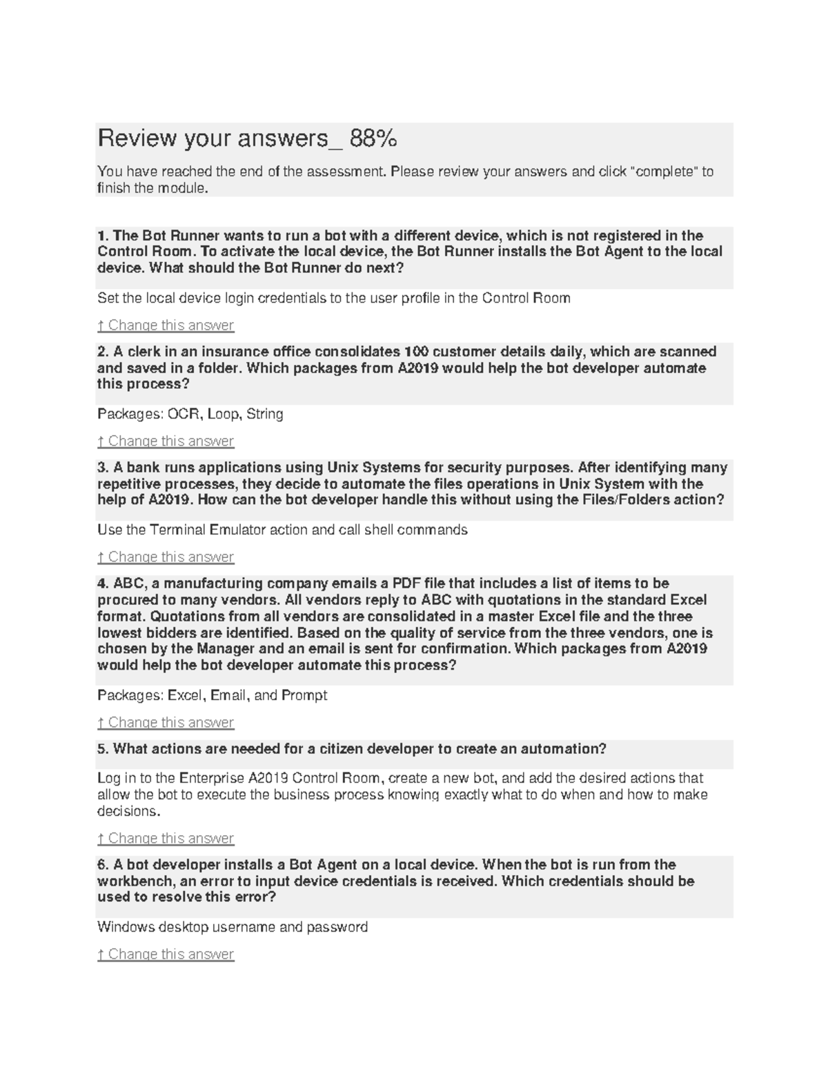 Avinash A2019 - Review your answers_ 88% You have reached the end of ...