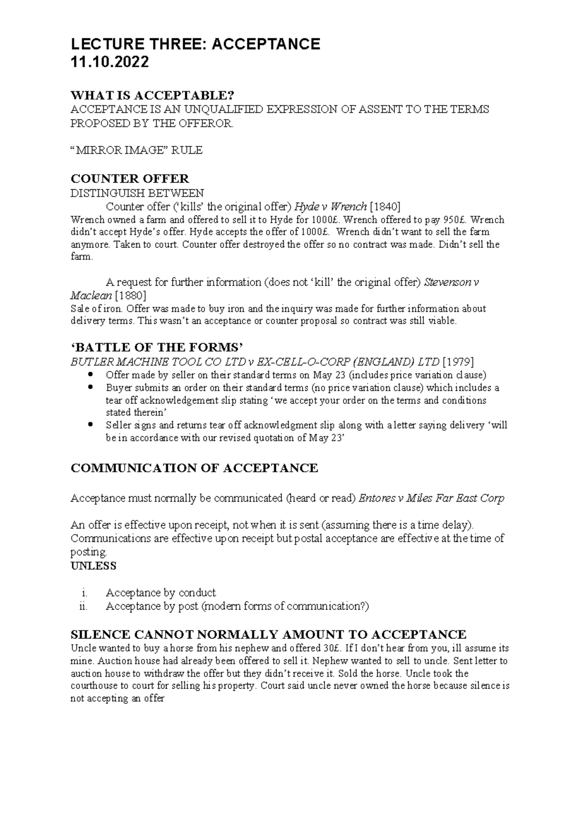 Acceptance 11 - LECTURE THREE: ACCEPTANCE 11. WHAT IS ACCEPTABLE ...