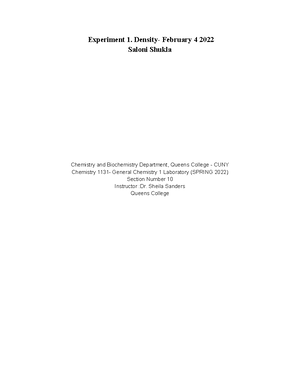 Lab Report #4 Iron-Copper (II) Sulfate - Experiment 4. Stoichiometry of ...