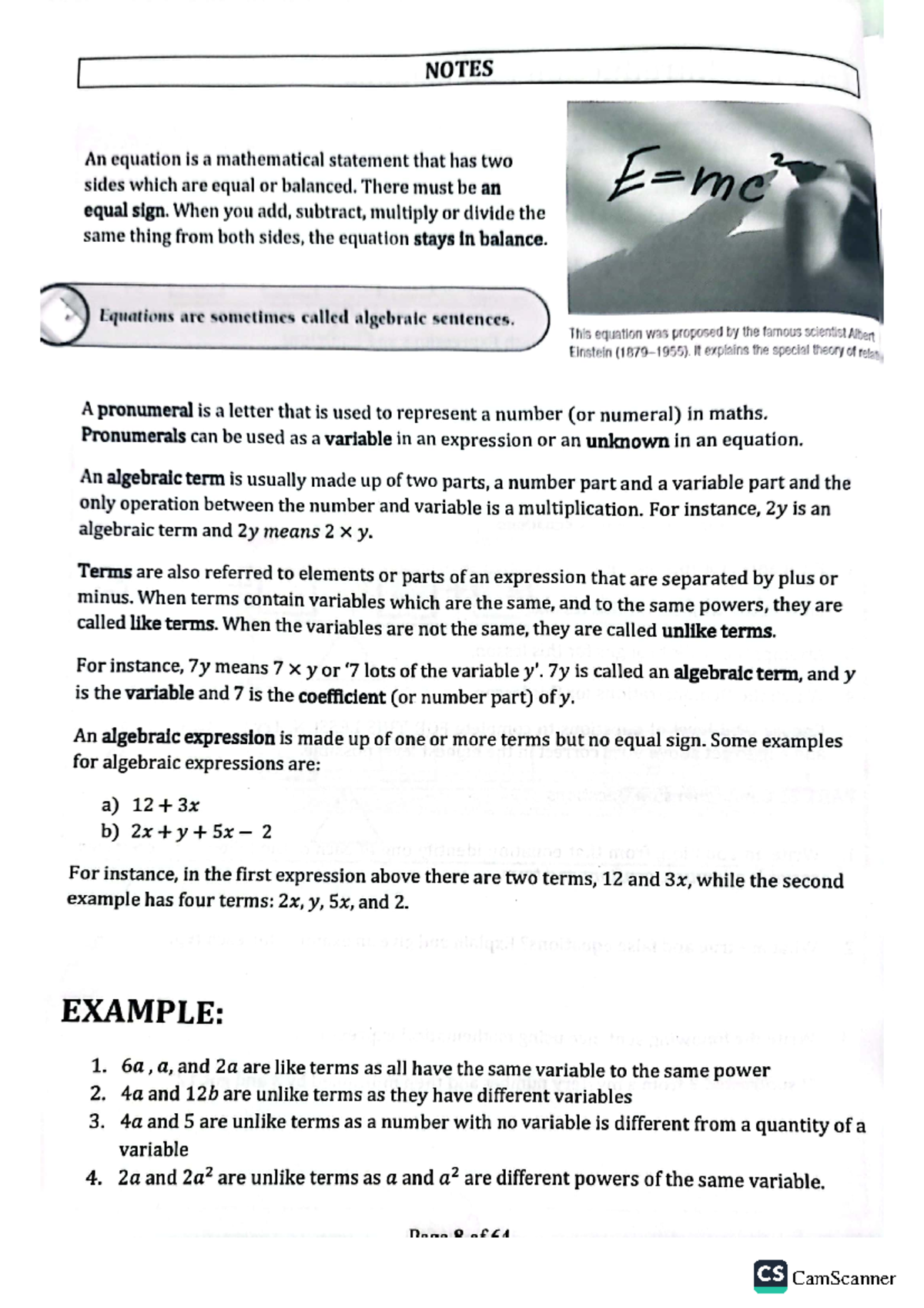 Equations Notes - CamScanner CamScanner - Studocu