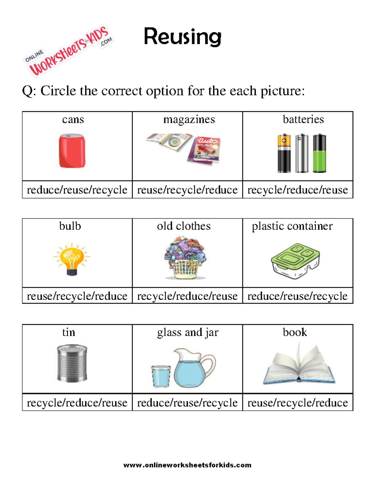 Reduce Reuse Recycle Worksheets For 1st Grade 20 - Bachelor of Science ...