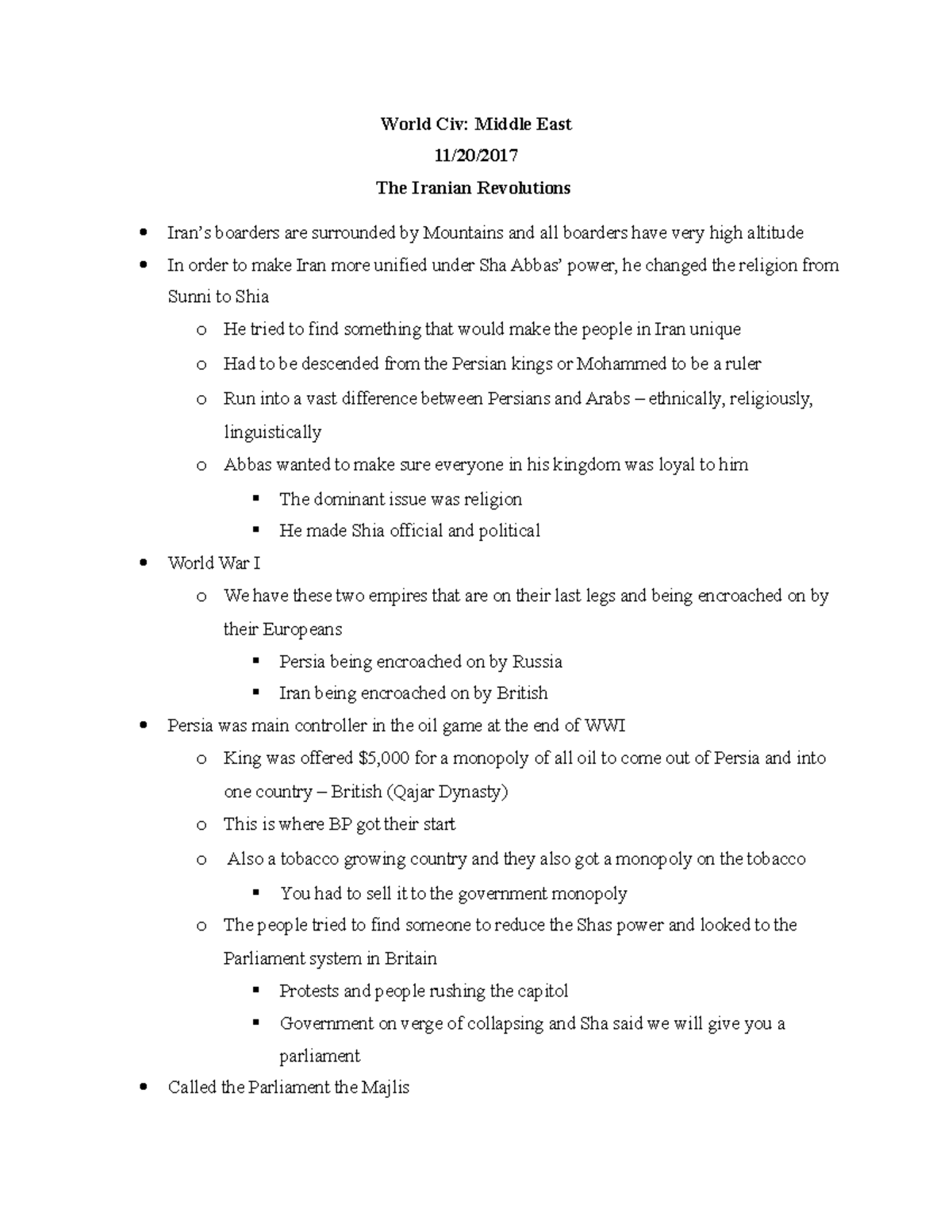 The Iranian Revolution - World Civ: Middle East 11/20/2017 The Iranian ...