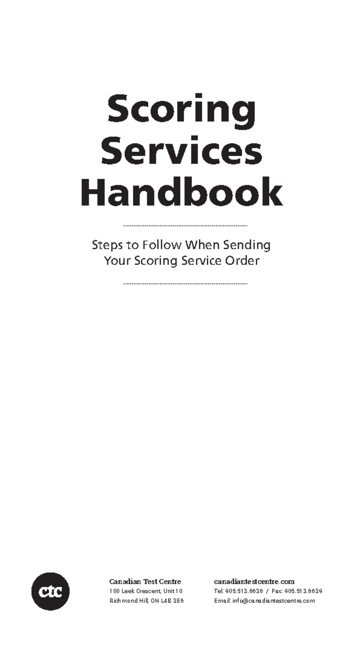 CAT4 Scoring Services Handbook - Scoring Services Handbook Steps to ...