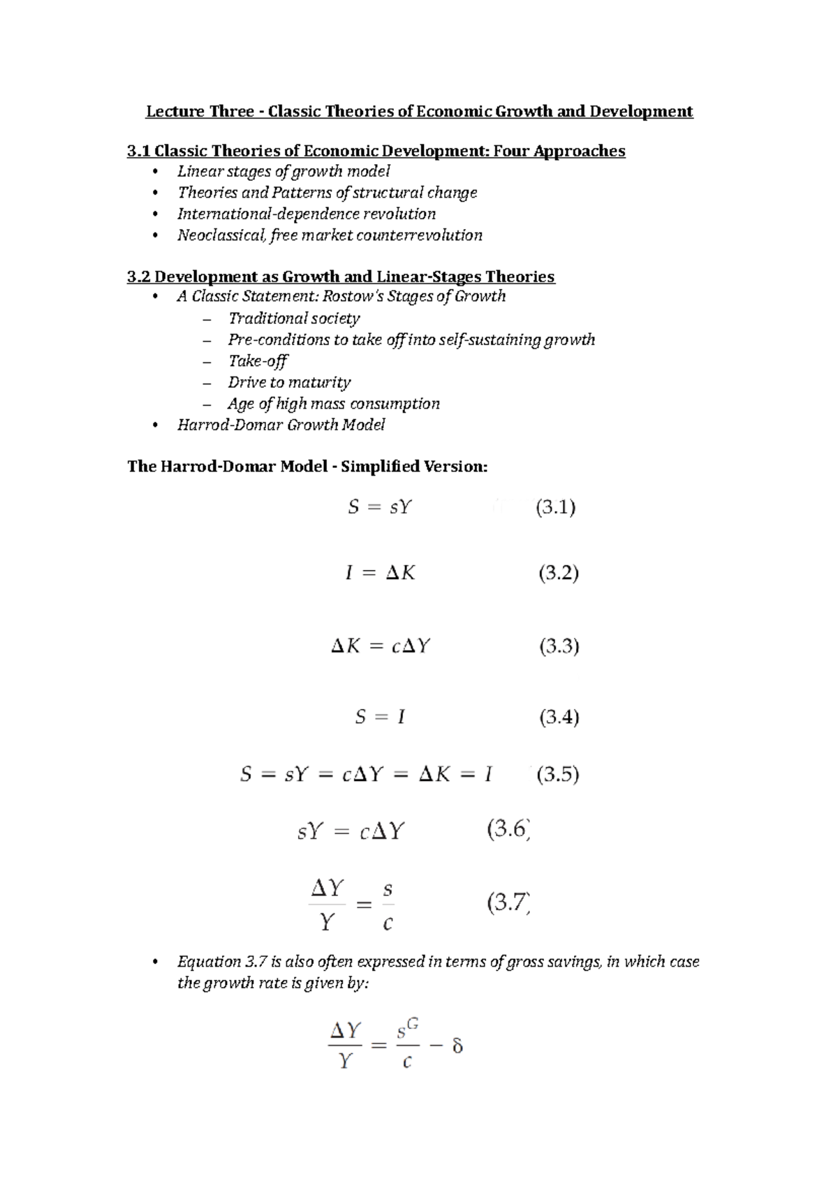 Lecture Three - Classic Theories of Economic Growth and Development ...