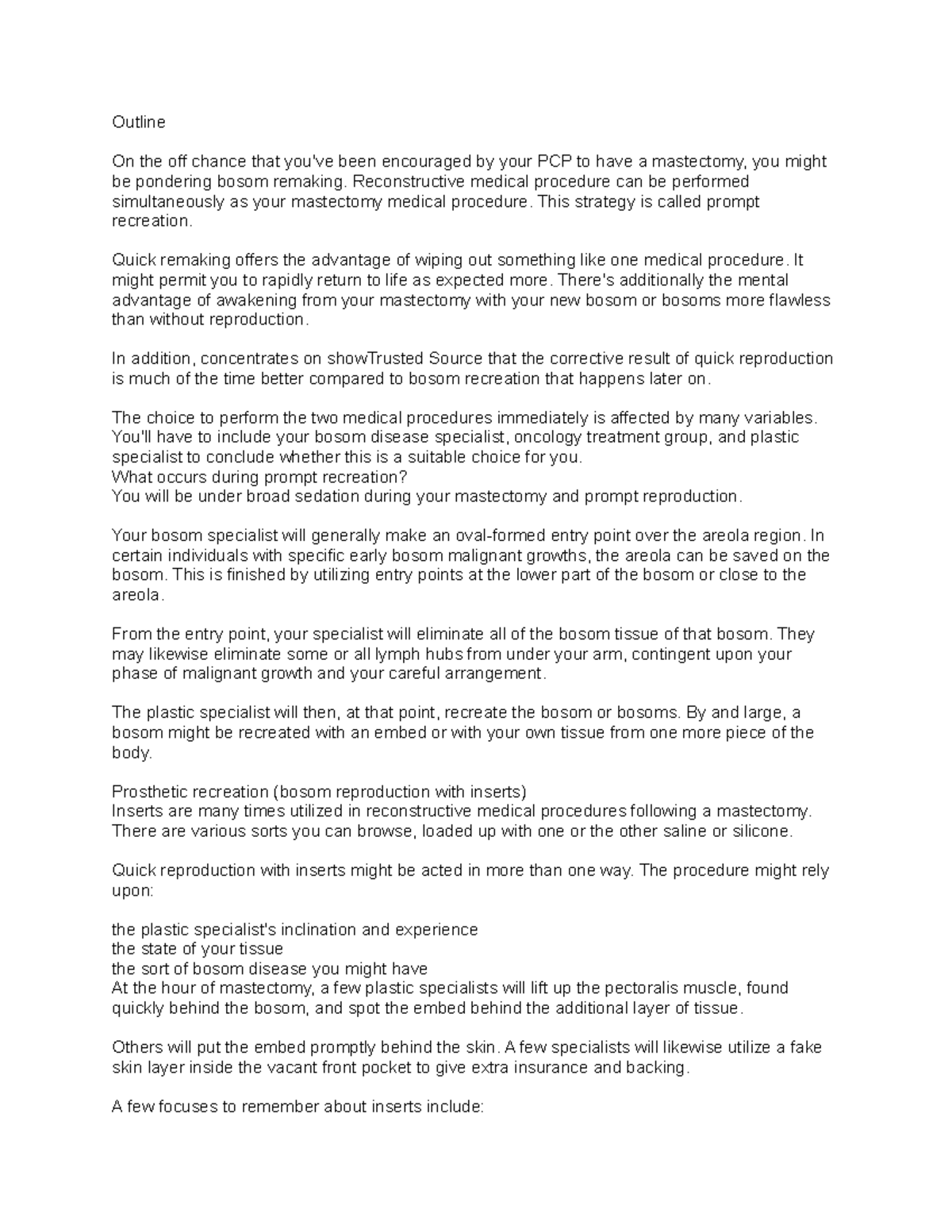 Doc18 - paper - Outline On the off chance that you've been encouraged ...