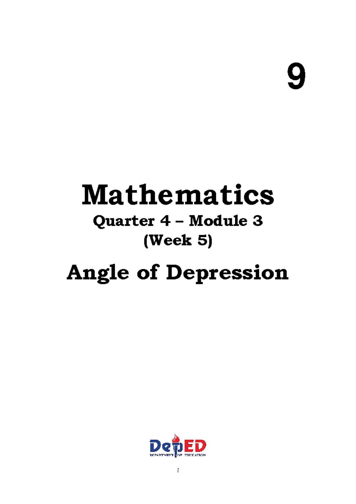 3 Q4 MATH - ewan - i Mathematics Quarter 4 – Module 3 (Week 5) Angle of ...