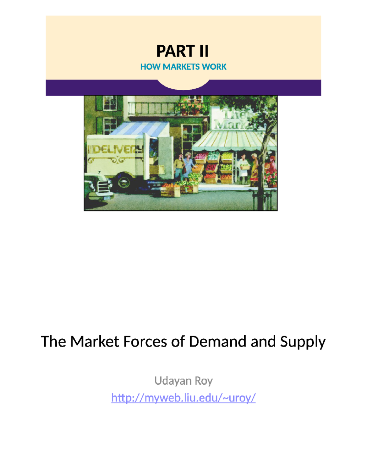 The Market Forces of Supply and Demand (Power Point Lecture Notes ...