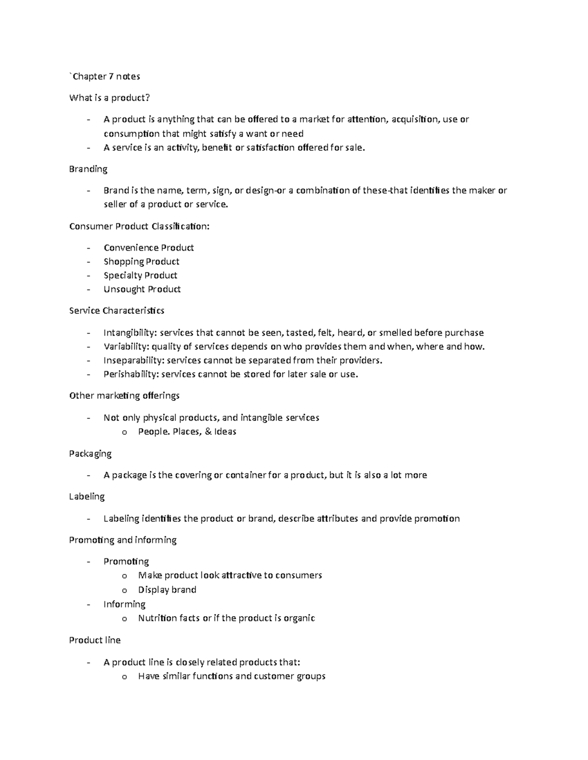 Chapter 7 notes marketing principle notes - `Chapter 7 notes What is a ...