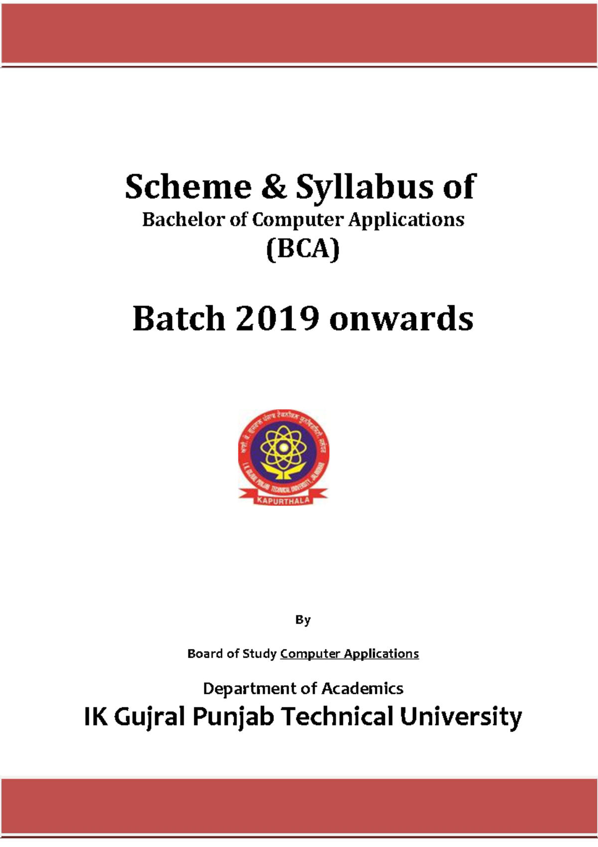 BCA 1st to 6th - Bachelor of Computer Applications (BCA) Scheme ...