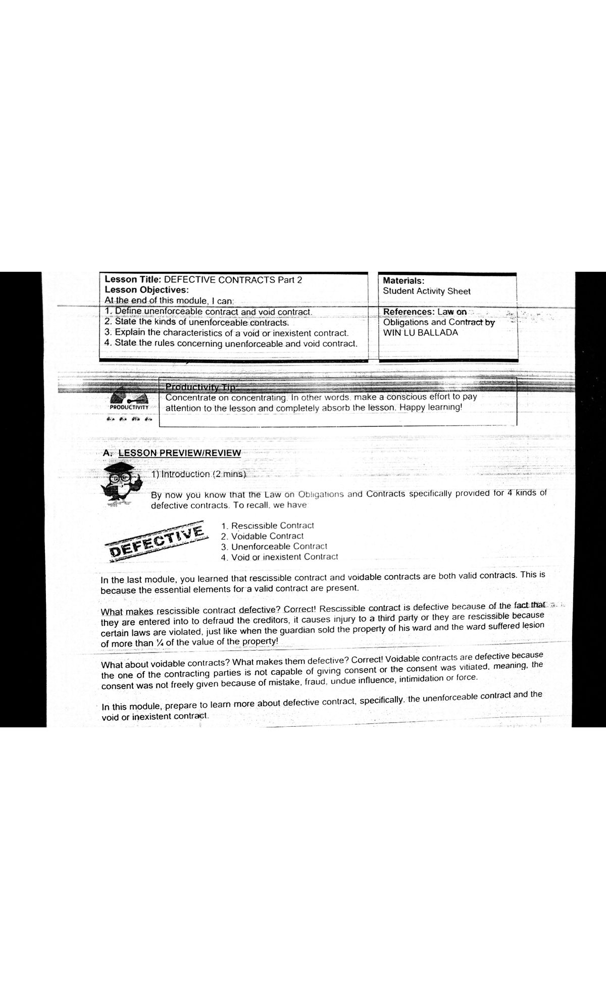 The defective contracts - Financial Management - Studocu