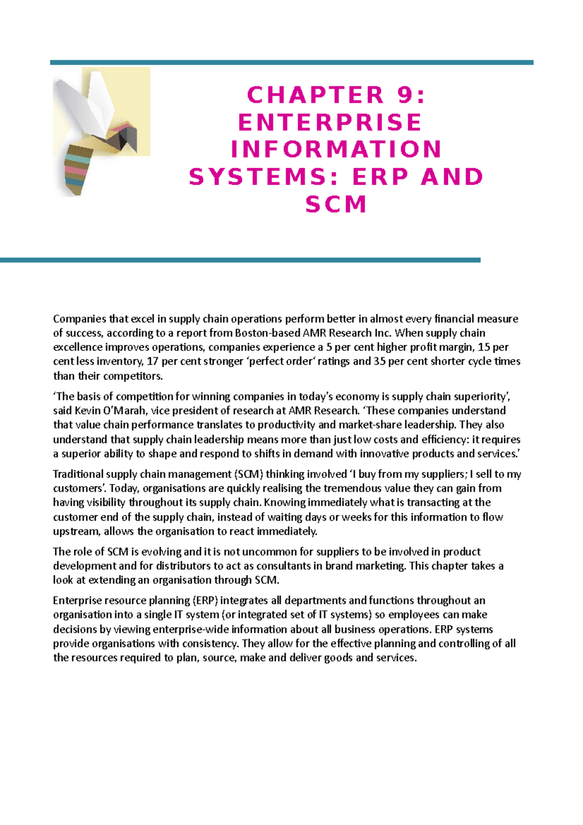 Baltzan 3e irm Ch09 - TTL - CHAPTER 9: ENTERPRISE INFORMATION SYSTEMS ...