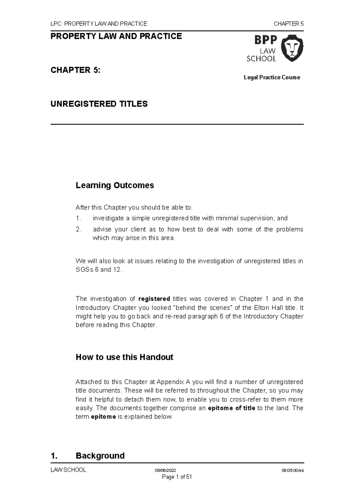 Property Chapter 5 2022-23 - LPC: PROPERTY LAW AND PRACTICE CHAPTER 5 ...