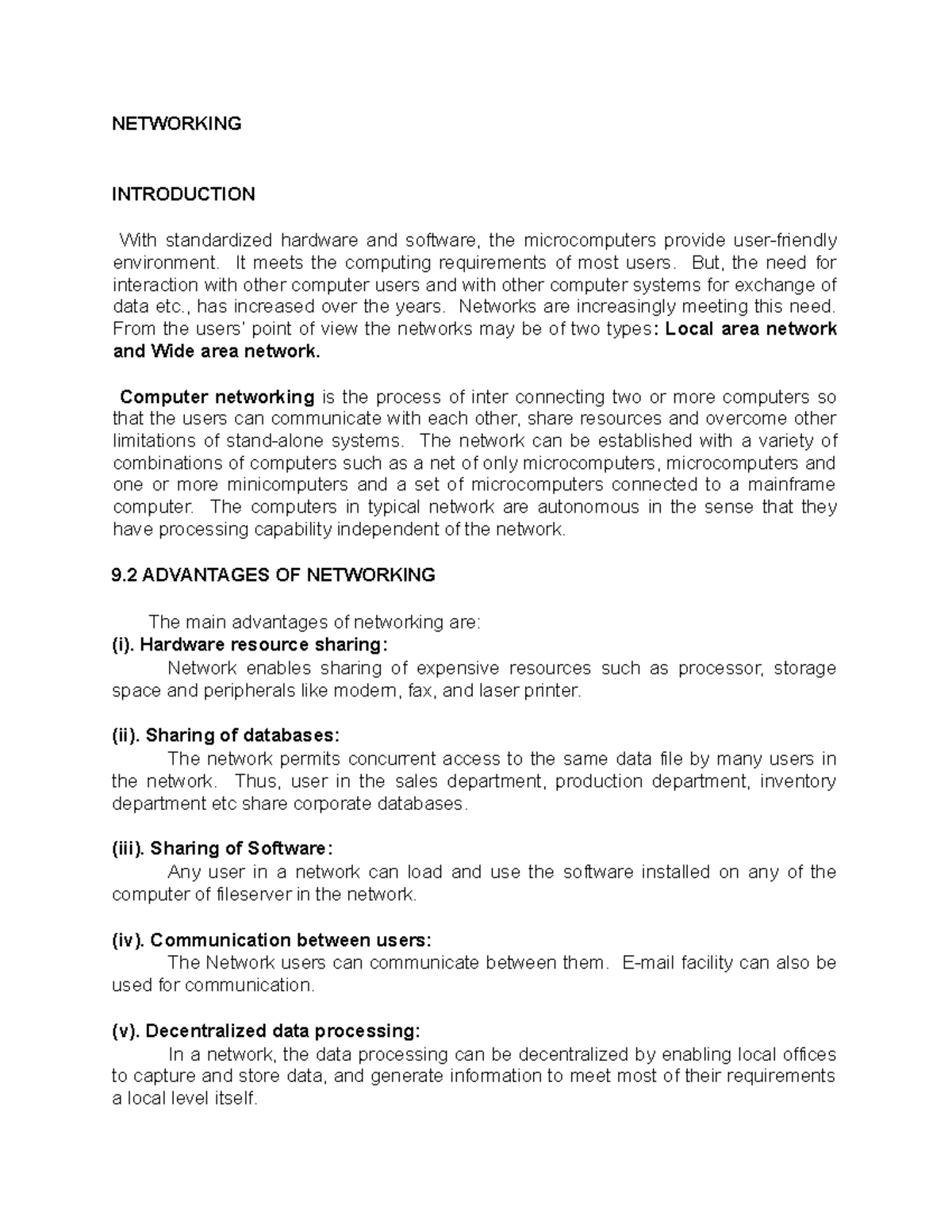 Networking - NETWORKING INTRODUCTION With standardized hardware and ...
