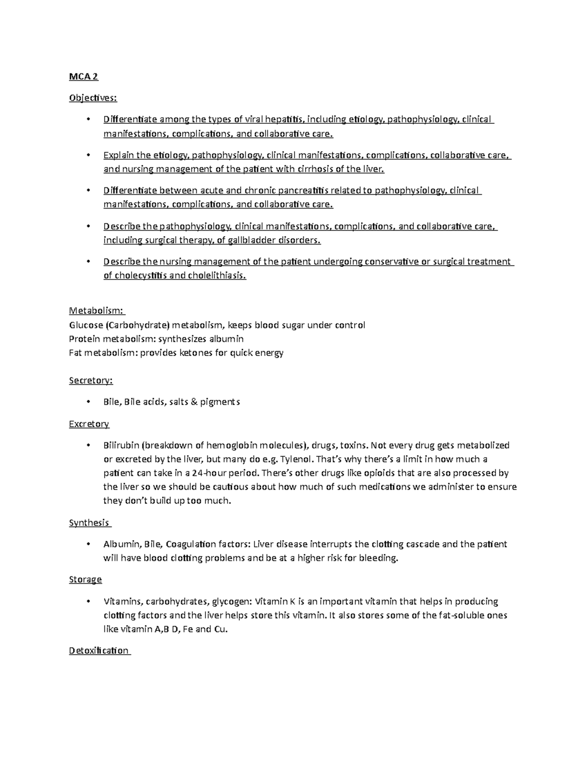 MCA 2 lecture notes for ABSN - Part 1 lecture notes for Exam #1 - MCA 2 ...