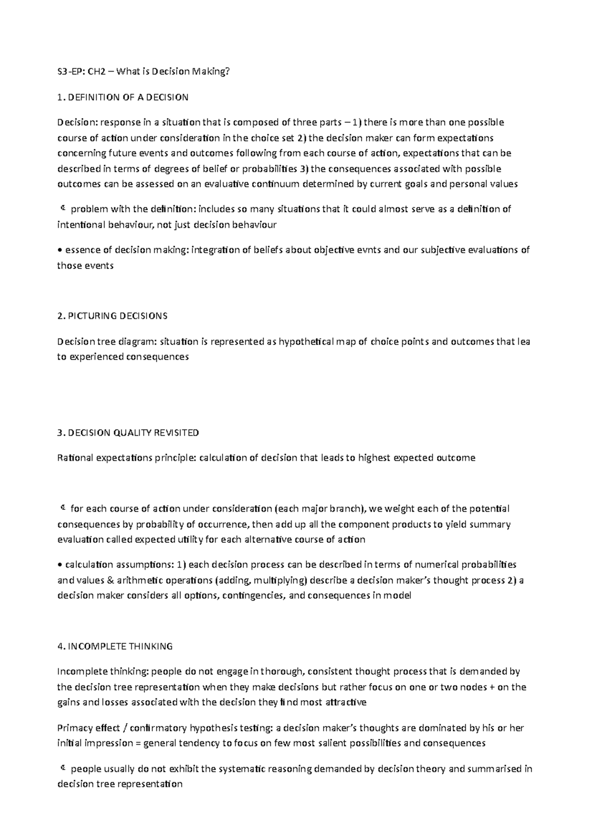 S3-EP CH2 What is Decision Making (late summary) - S3-EP: CH2 – What is ...
