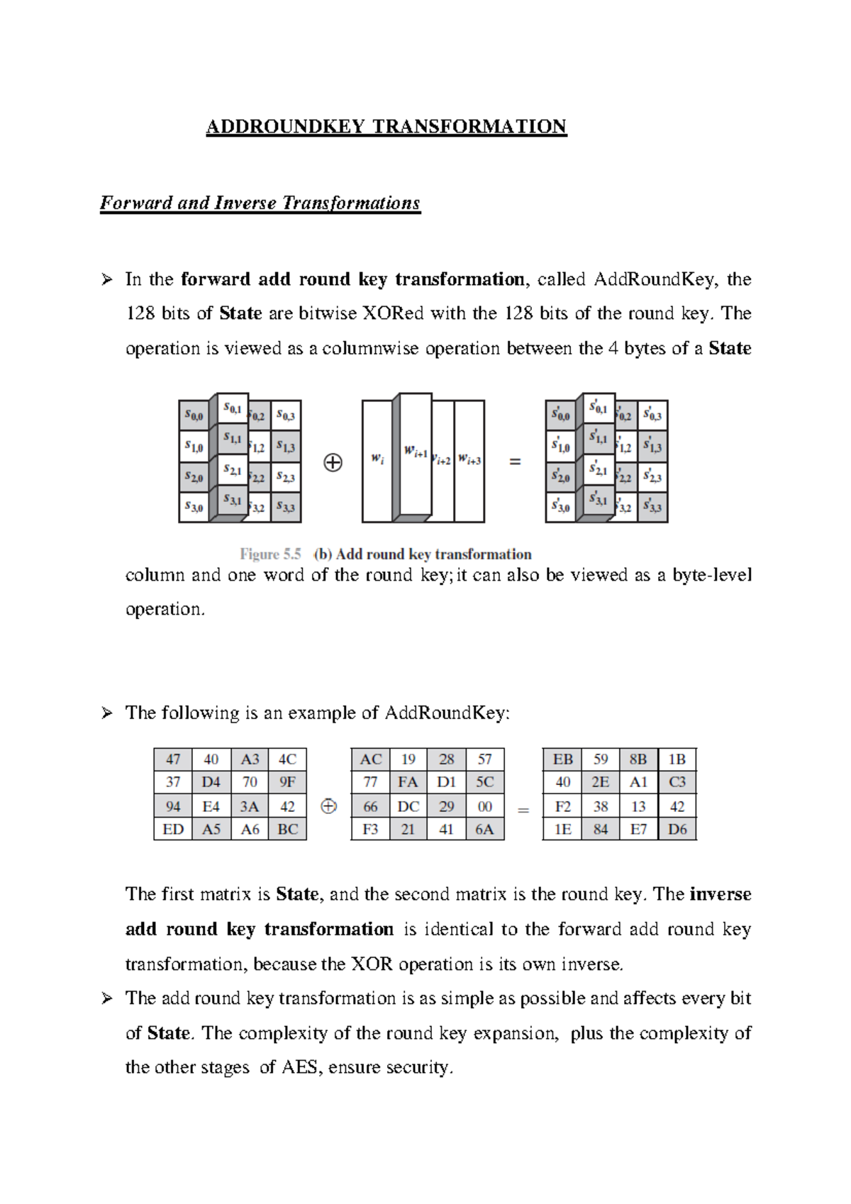 Addroundkey Transformation - ADDROUNDKEY TRANSFORMATION Forward and ...