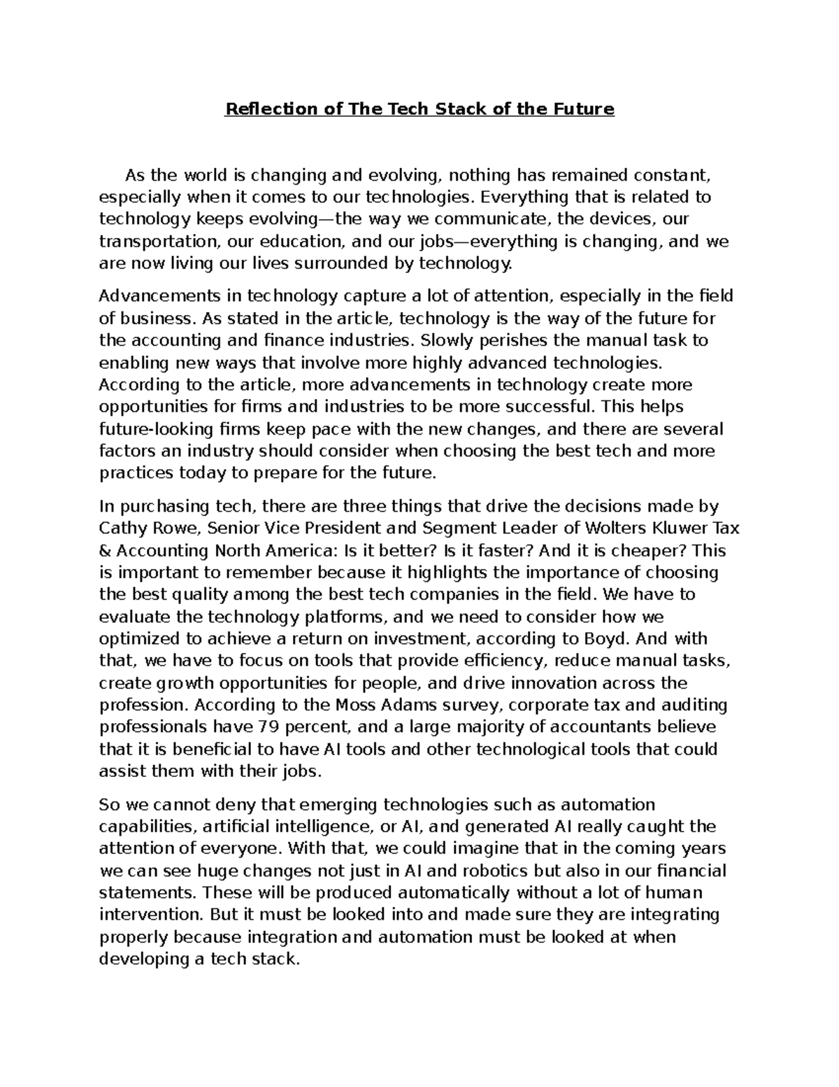 - (The Tech Stack of the Future) Reflection - Reflection of The Tech ...