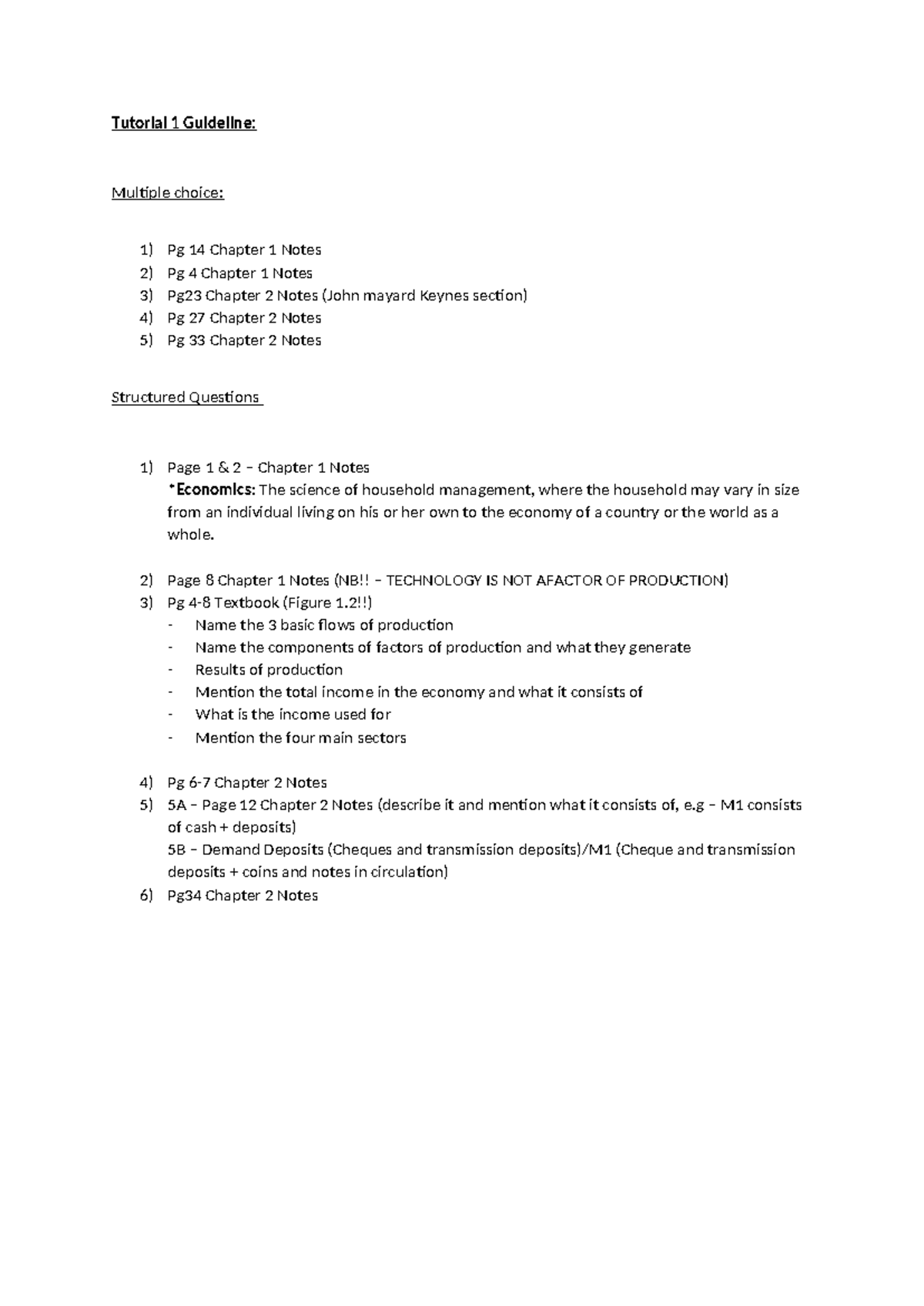 Tutorial 1 - Guideline ' - Tutorial 1 Guideline: Multiple choice: 1) Pg ...