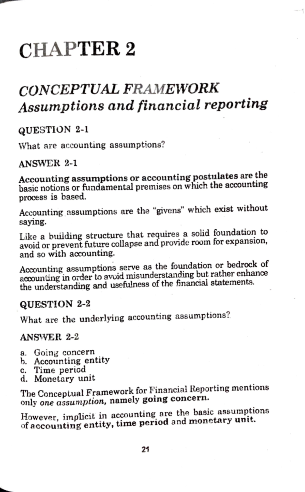 C2 Conceptual Framework - CHAP TER CONCEPTUAL FRA1lfEWORK Assumptions a ...