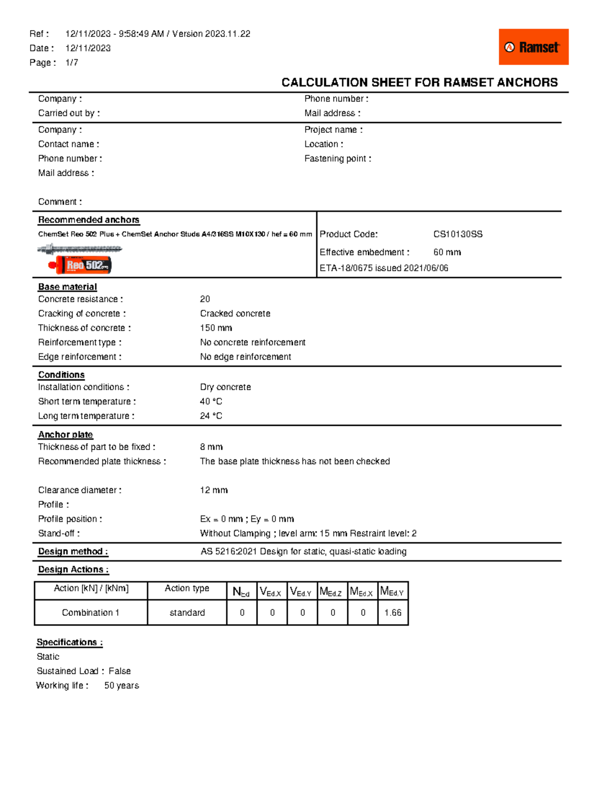 Chem Set Reo 502 Plus + Chem Set Anchor Studs A4 316SS M10-11 12 2023 ...