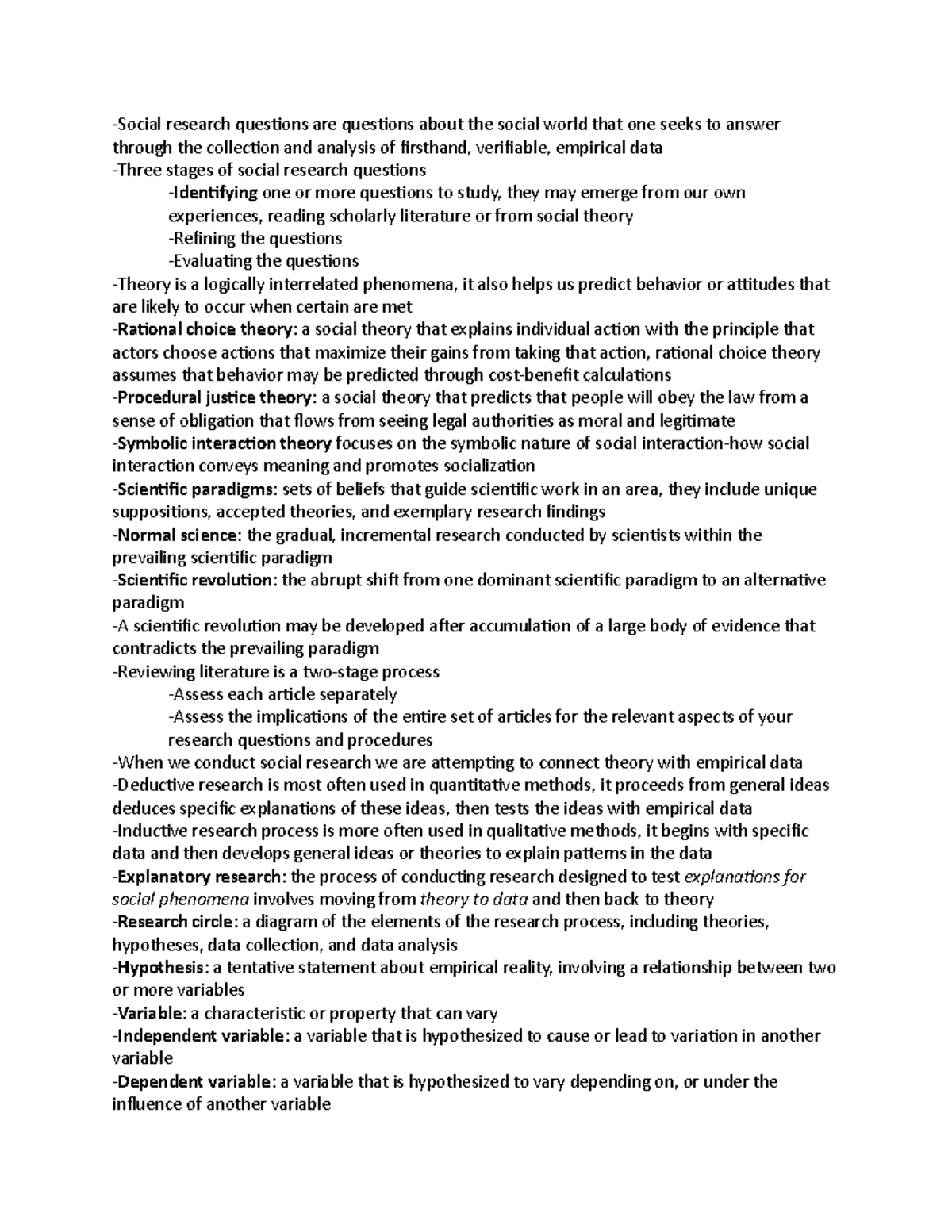 RM CH 2 Notes -Social research questions are questions about the social ...