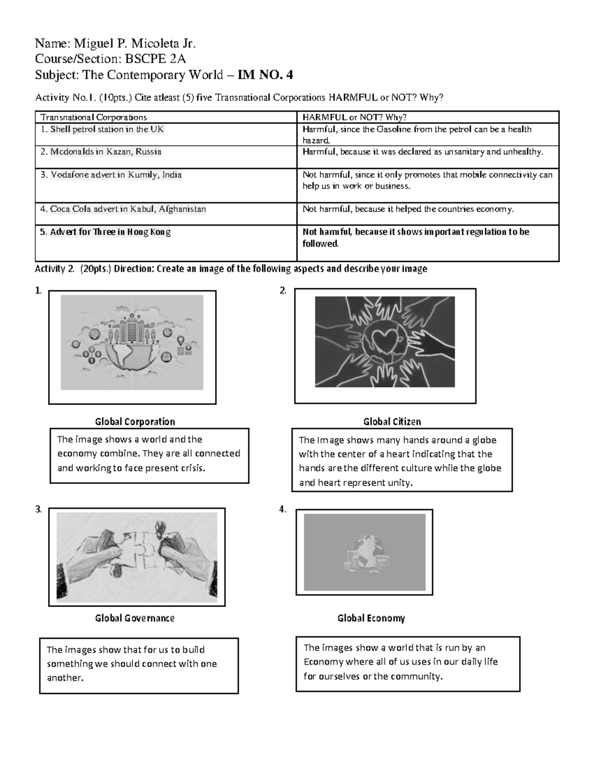 TCW- Module-4 -Activity, Evaluation, and Assignment - The image shows a ...
