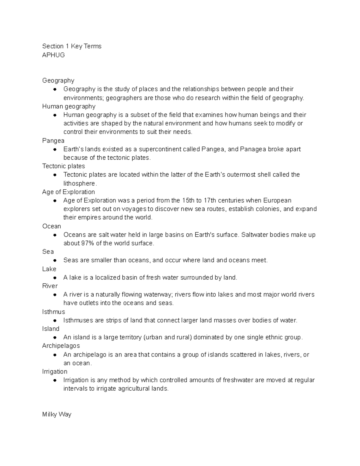 Section 1 Key Terms - Section 1 Key Terms APHUG Geography Geography is ...