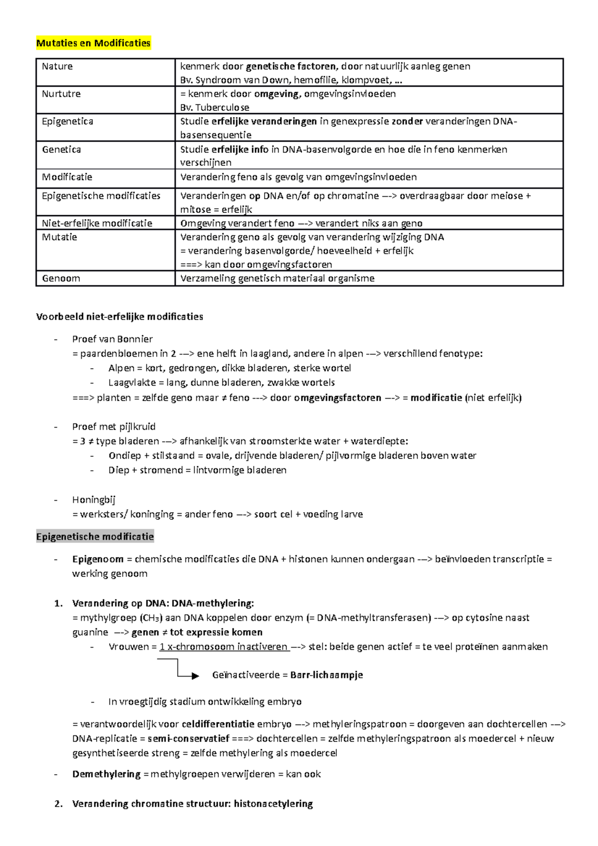 Modificatie en mutatie - Mutaties en Modificaties Nature kenmerk door ...
