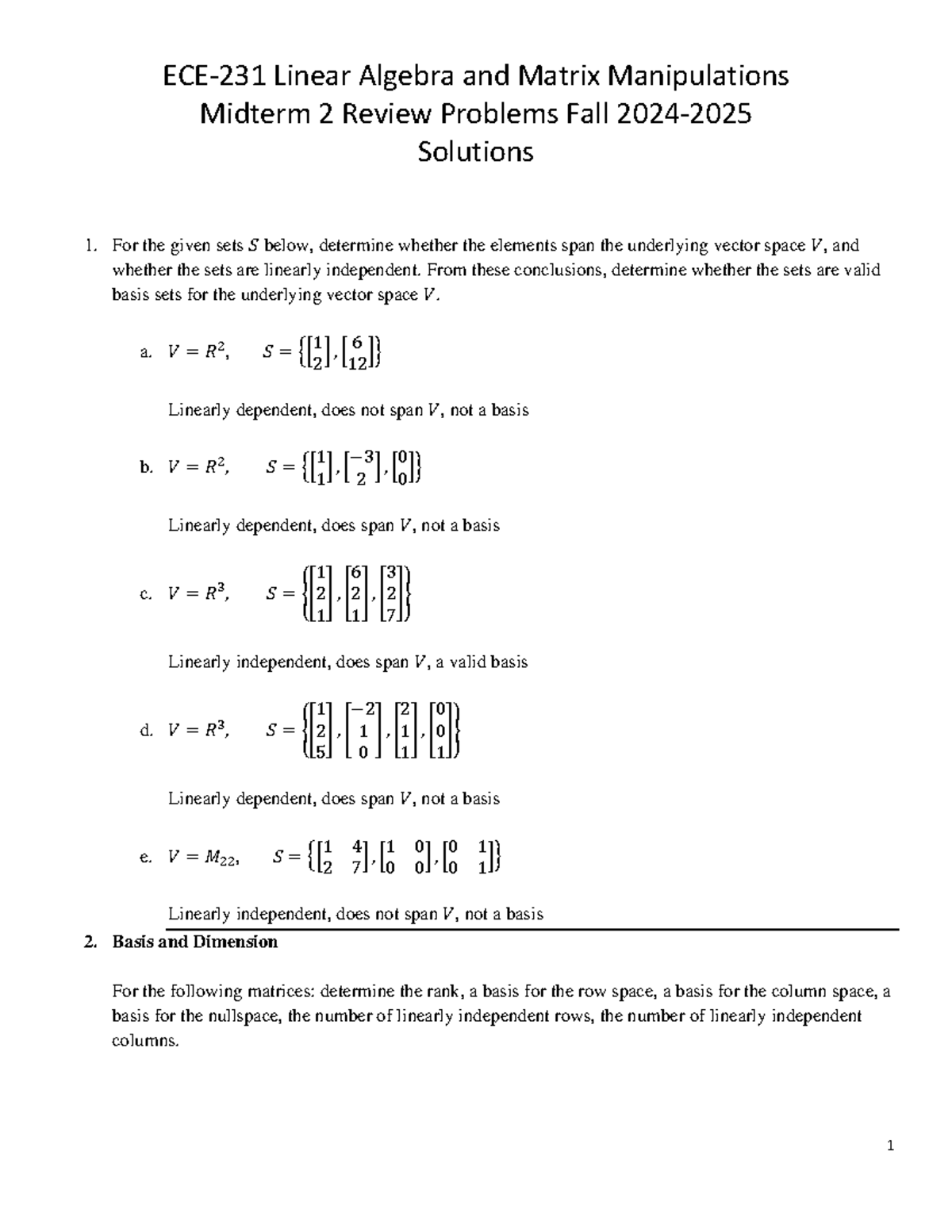 Midterm 2 Review Problems Sols - From these conclusions, determine whether the sets are valid ...