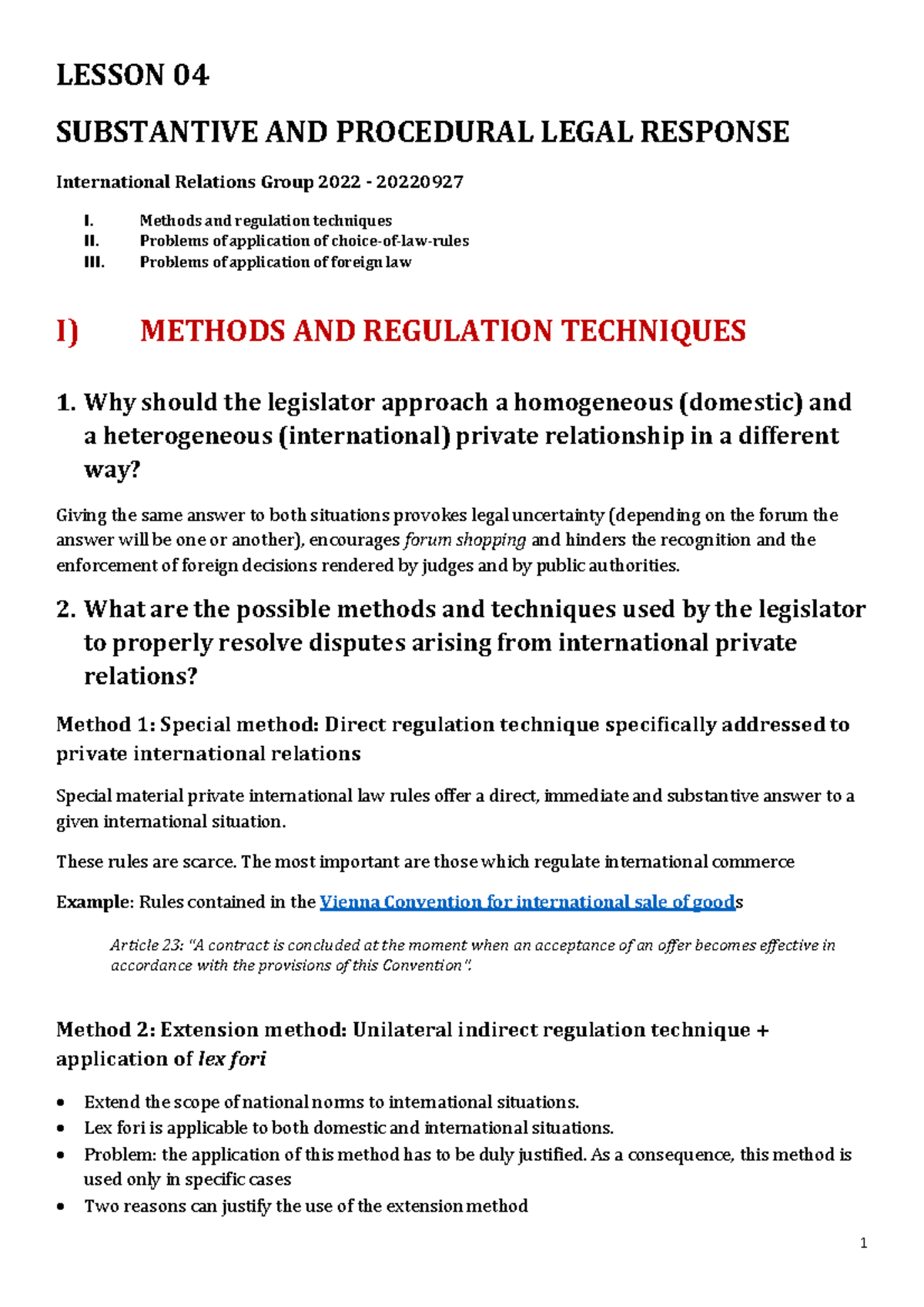 RELS 2022-PIL Lesson 04-Substantive and procedural legal response-EN ...