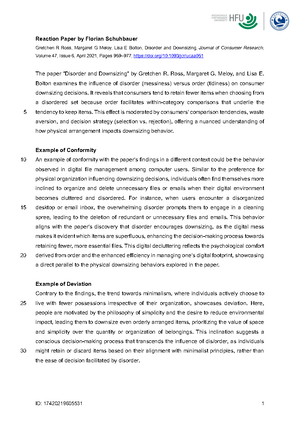 Reaction Paper 6 - ID: 17420219605531 1 Reaction Paper by Florian ...