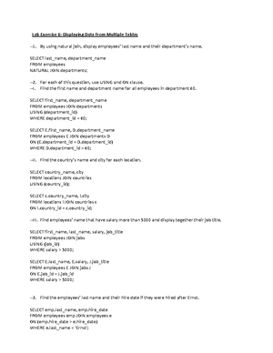 Lab Exercise 8 Set 2 Qn A - Lab Exercise 8: Using the Set Operators Retrieve the employees that ...
