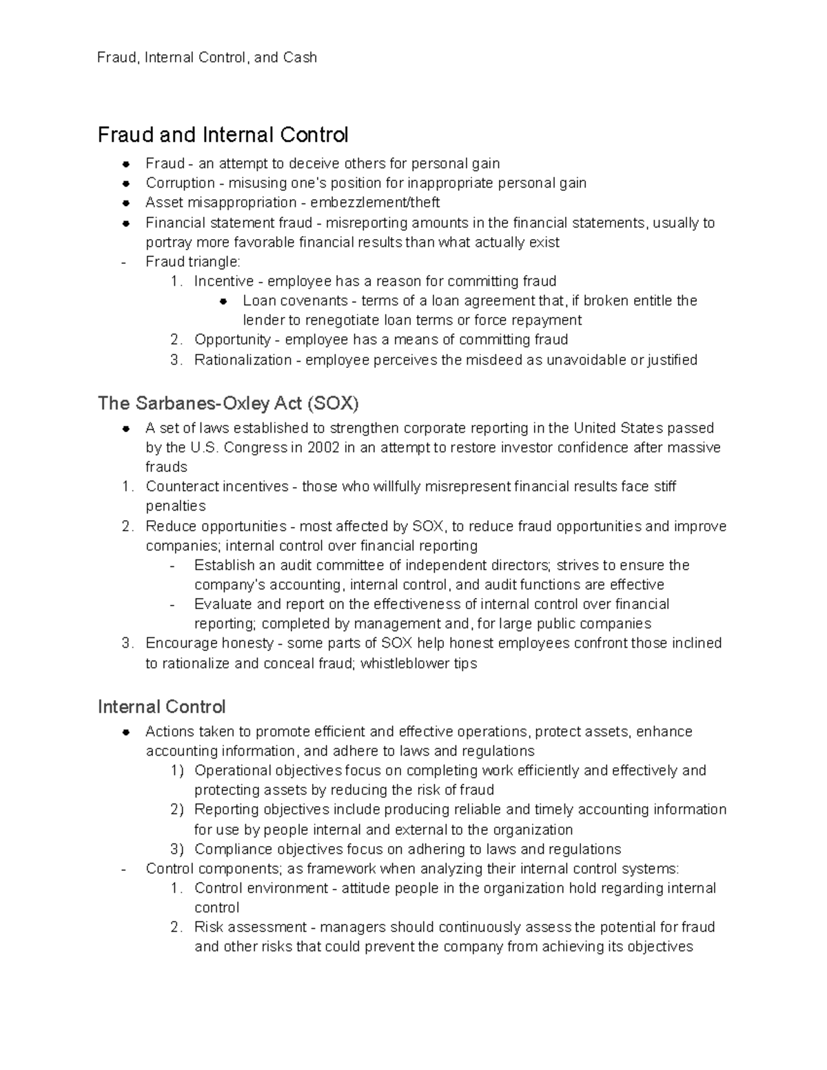 Mc Graw-Hill Chapter 5 - Textbook Notes - Fraud, Internal Control, and ...